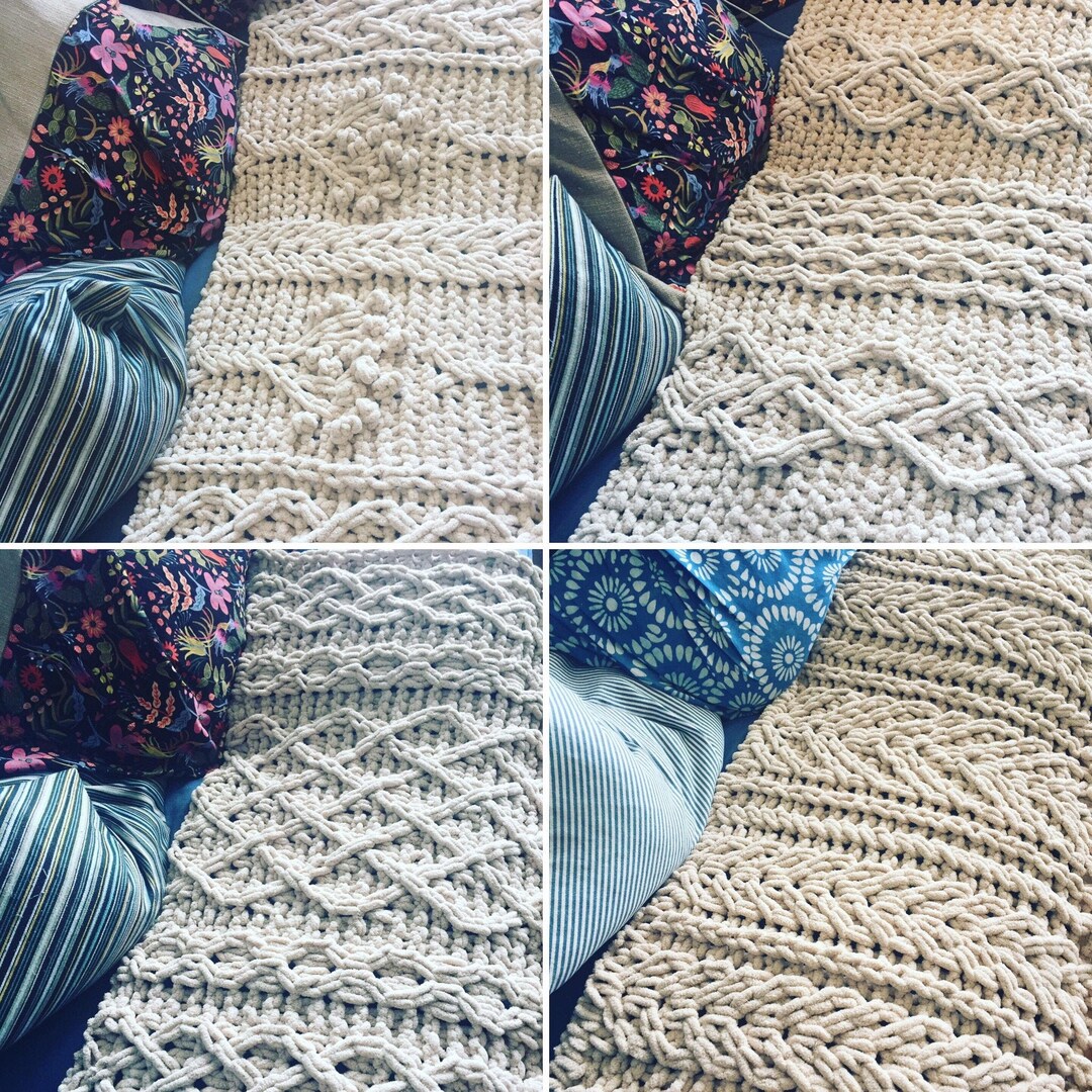 PATTERN BUNDLE: Irish Aran Knit Blankets - Loop Yarn Finger Knitting ...