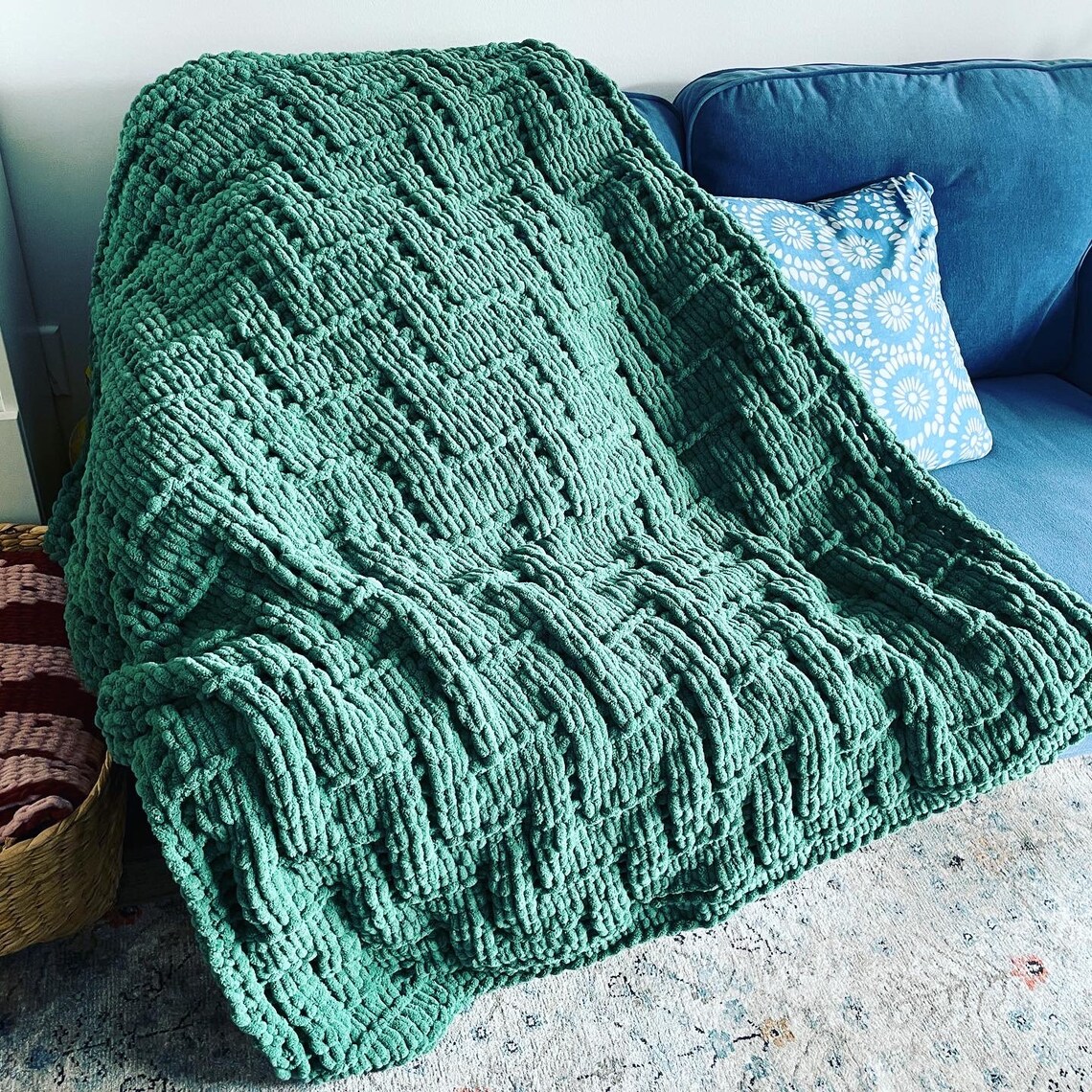 PATTERN: Diagonal Zig-zag Blanket - Loop Yarn Finger Knitting (PDF ...