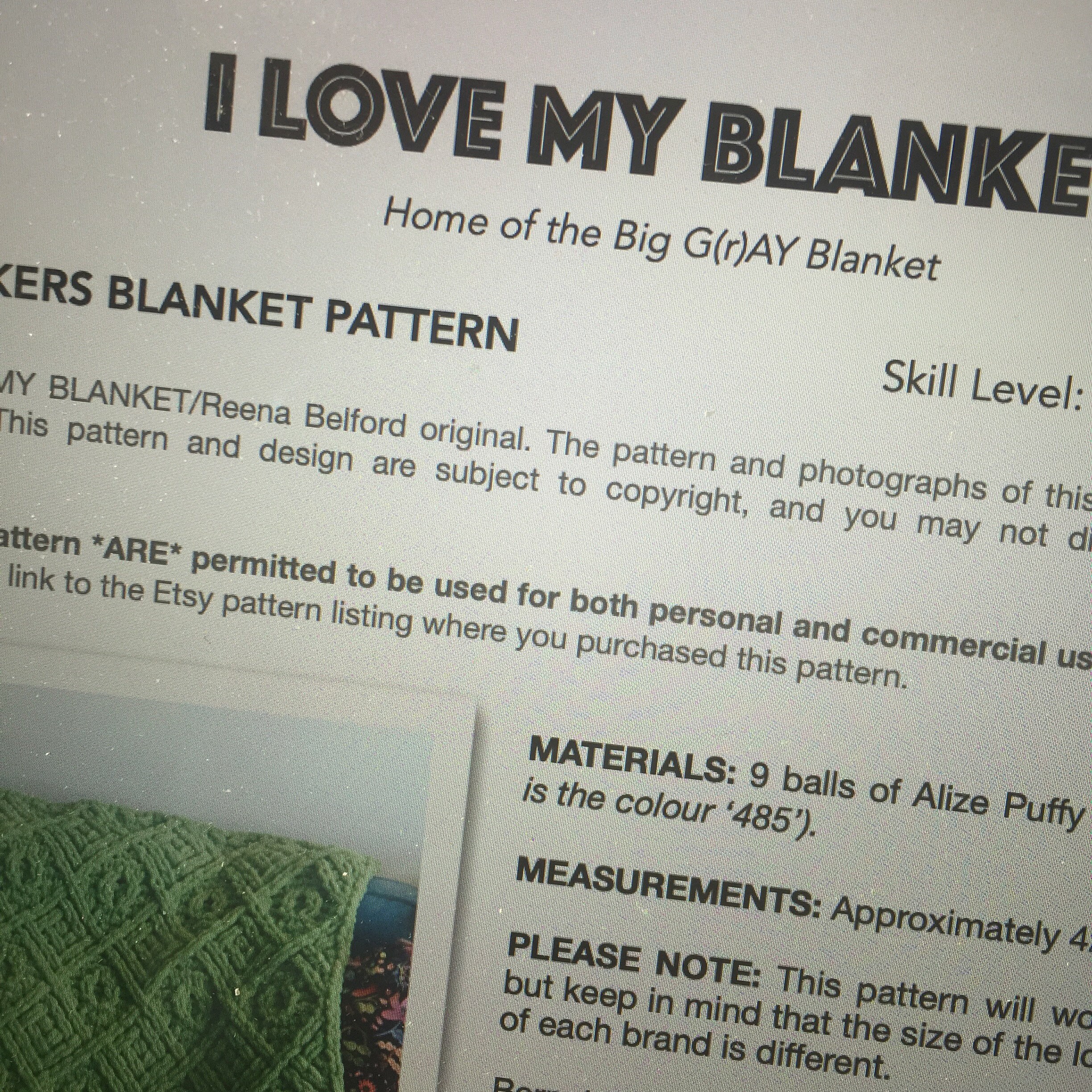 PATTERN: Diagonal Checkers Blanket - Loop Yarn Finger Knitting (PDF ...