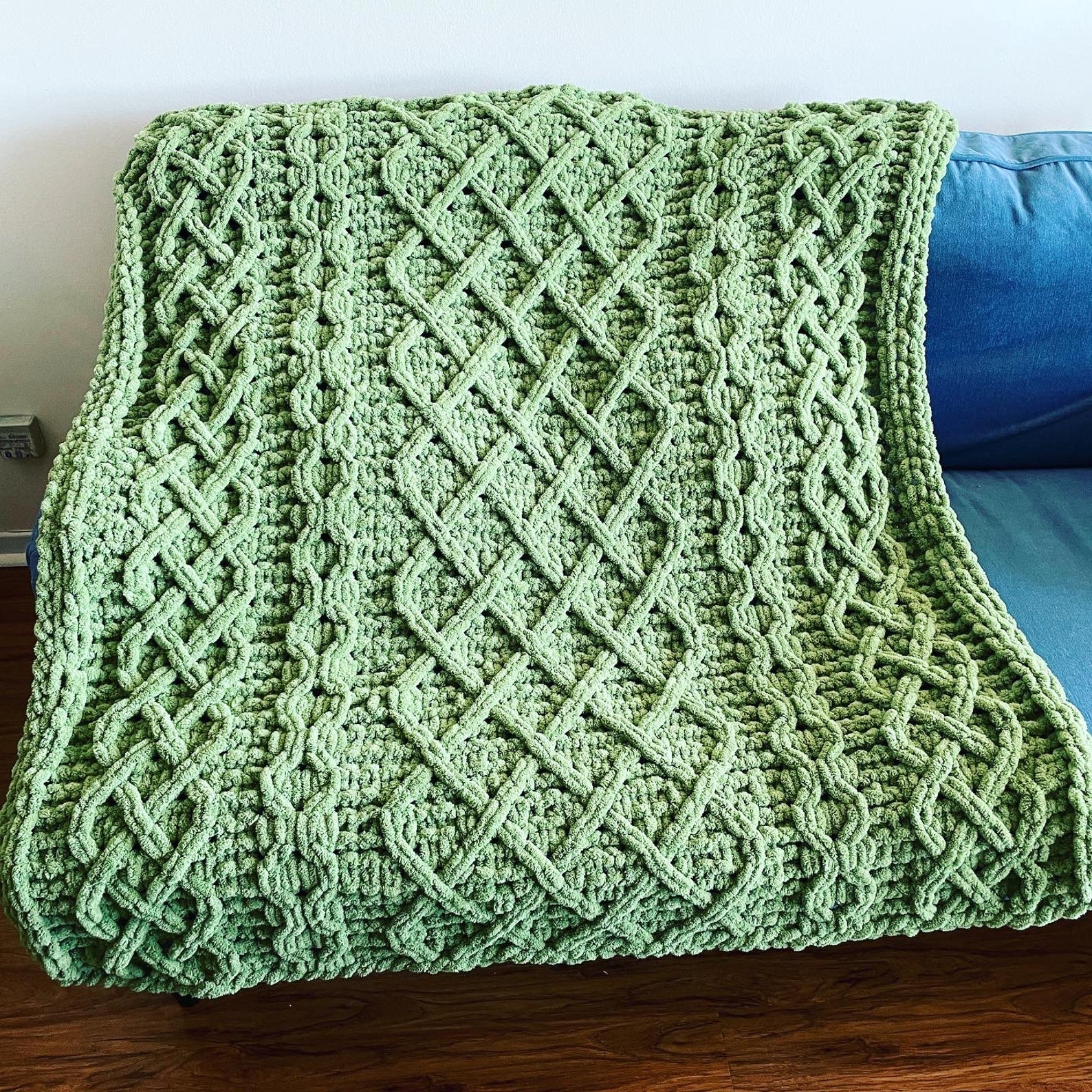 PATTERN: Irish Aran Cabled Trellis Blanket - Loop Yarn Finger Knitting ...