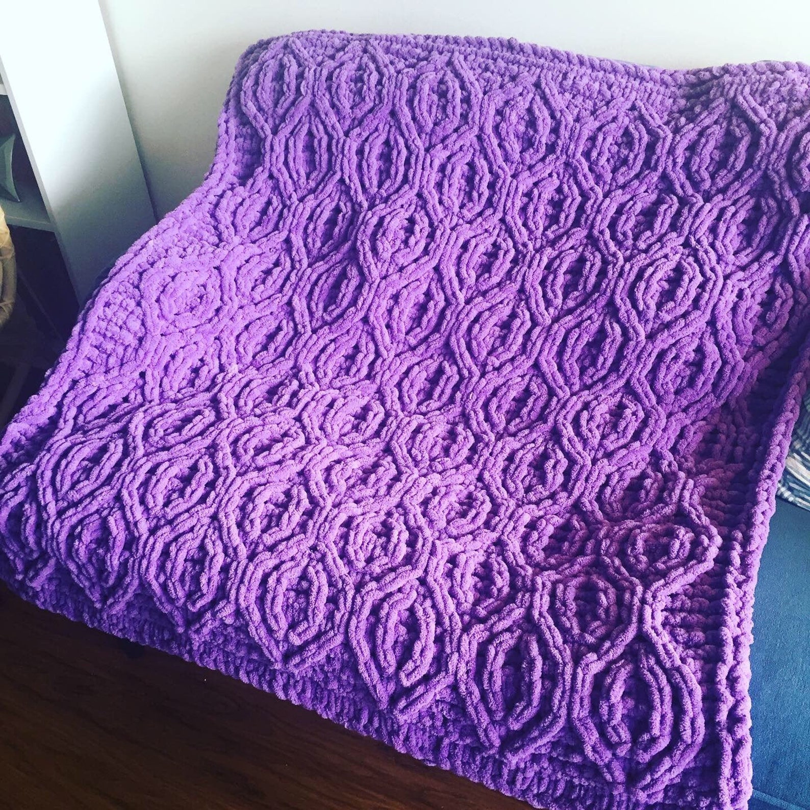 PATTERN: Hexagon Tile Blanket - Loop Yarn Finger Knitting (PDF Download ...