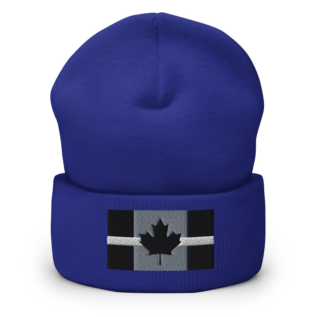 Canadian Thin White Line Flag Embroidered Cuffed Toque, Gift for ...