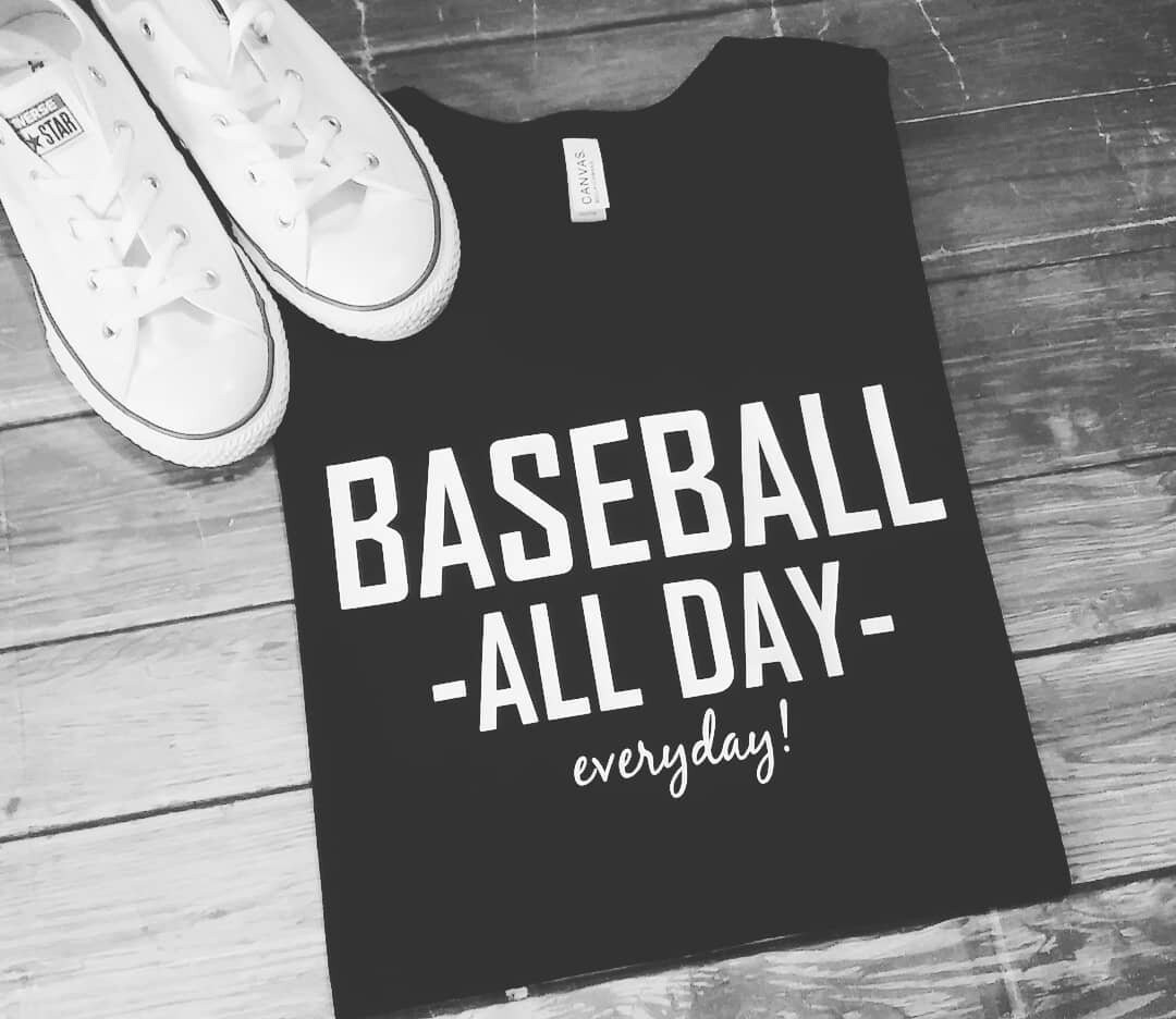 Baseball All Day, Everyday. Baseball Mom, Unisex Sizing, Soft Feel Tee ...