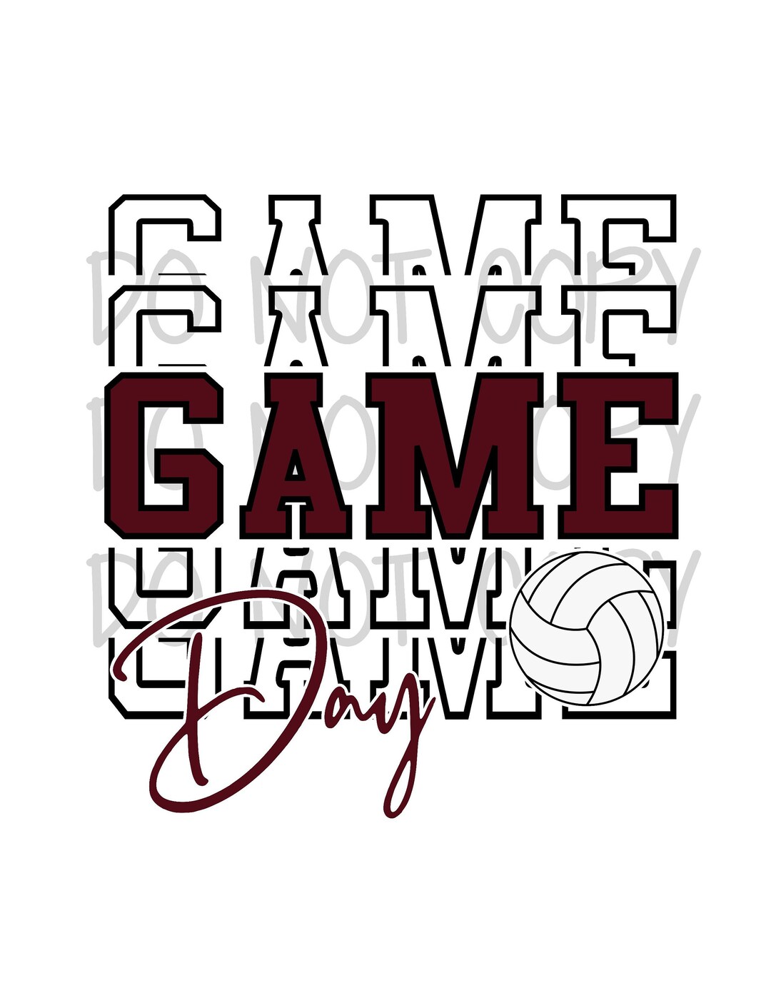 Game Day Volleyball Png File, Maroon, School Spirit Designs, Digital ...