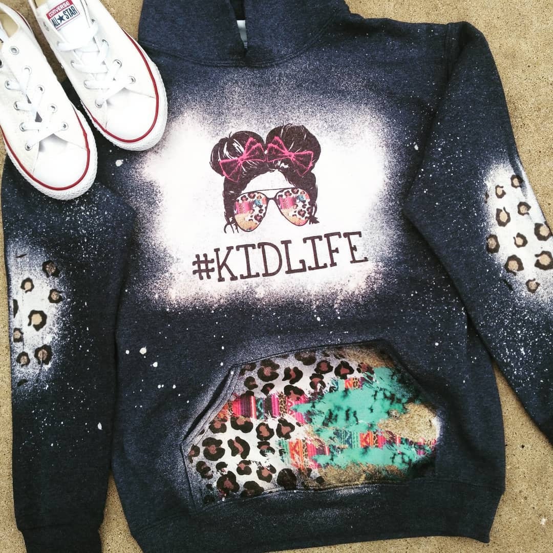 Kidlife Distressed Hoodie, Leopard Patch Hoodie, Unisex Fit, Soft Feel ...