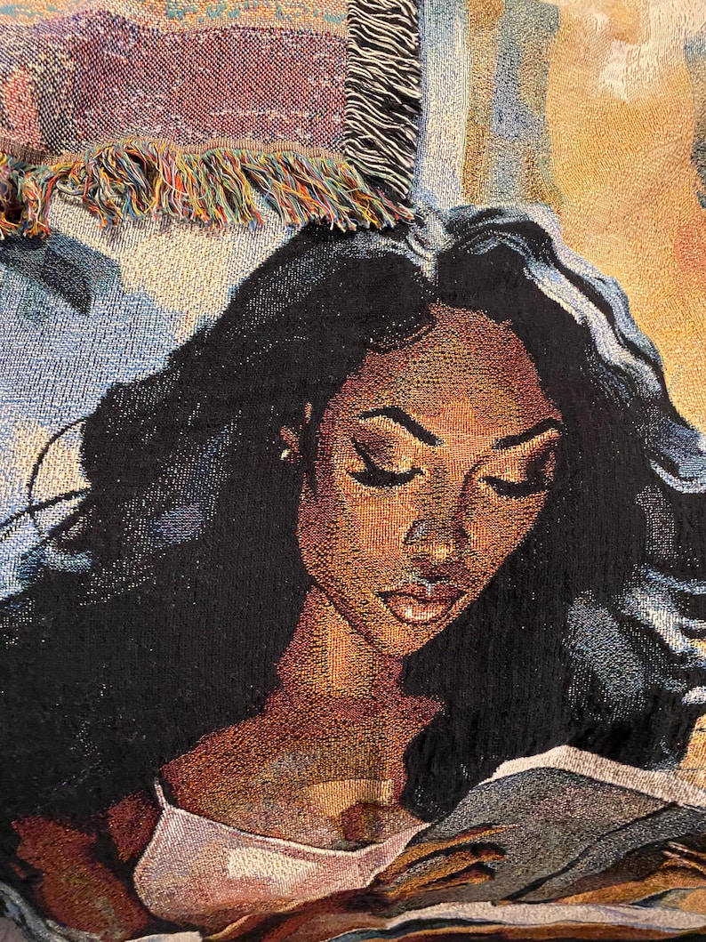 Reading Woman Woven Blanket: Book Lover Throw, Literary Art - Etsy