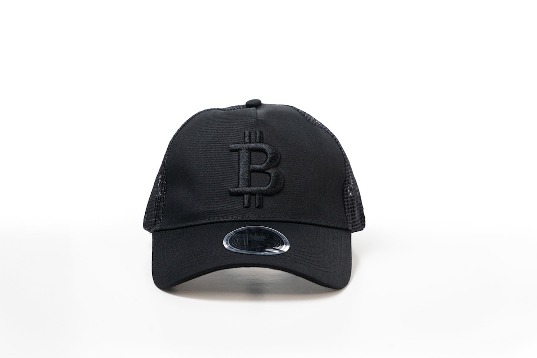 All-black Low-key Bitcoin Trucker Hat With 3D Embroidery for the BTC ...