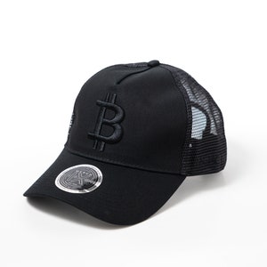 All-black Low-key Bitcoin Trucker Hat With 3D Embroidery for the BTC ...