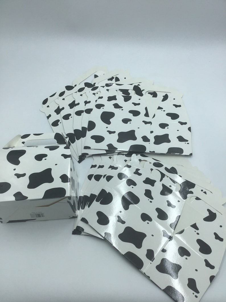 12 Cow Print Boxes With Handle Goodie Boxes Candy Boxes | Etsy