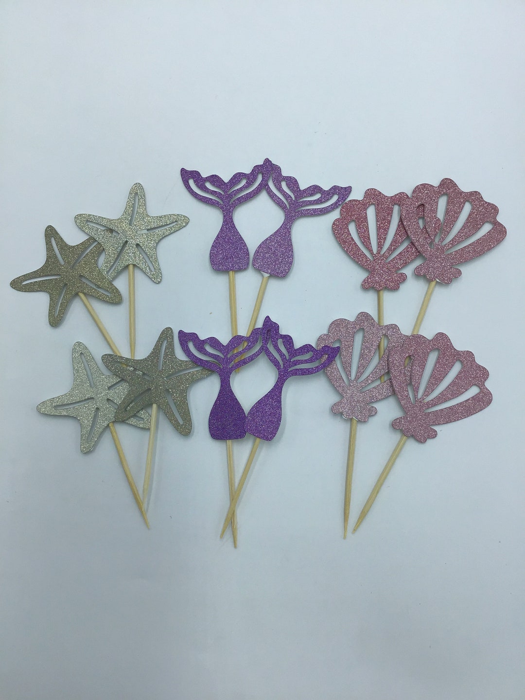 12 Under the Sea Mermaid Glitter Cupcake Topper - Etsy