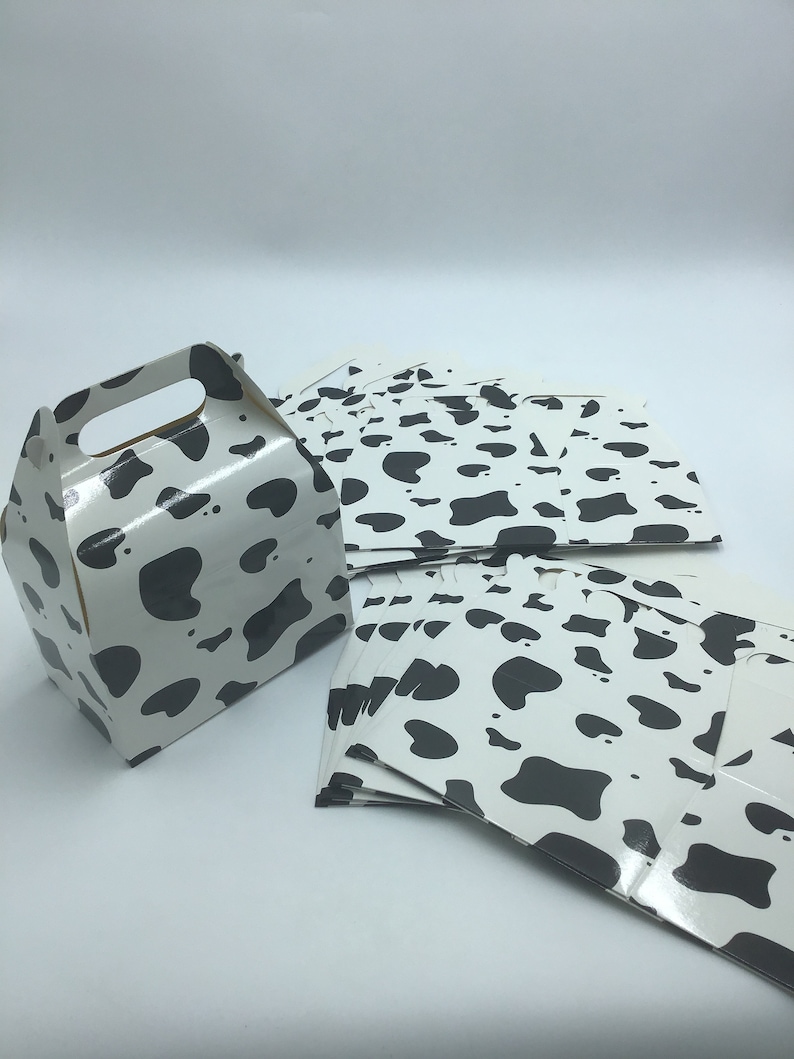 12 Cow Print Boxes With Handle Goodie Boxes Candy Boxes | Etsy