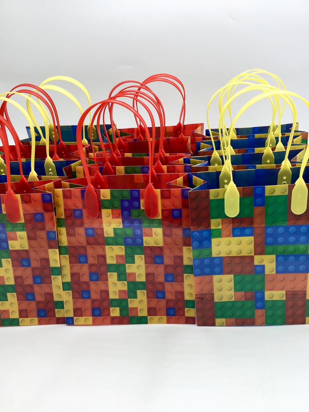 12 Stackable Colorful Blocks Theme Goodie Bags Favor Bags Candy Bags ...