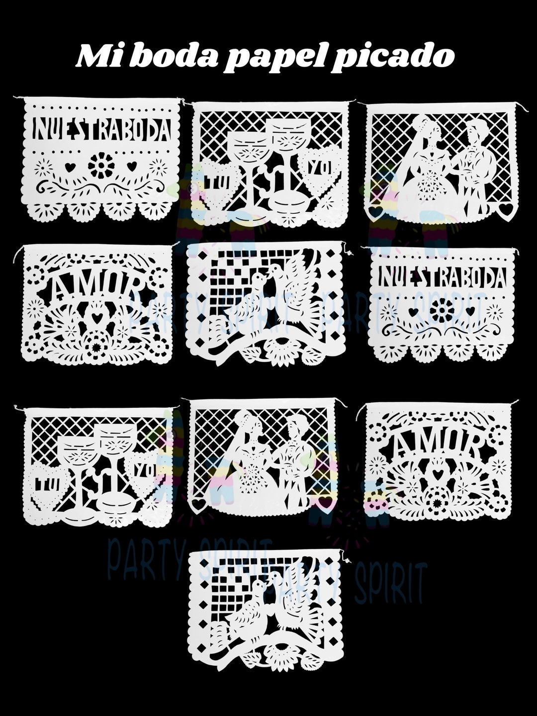 18ft Papel Picado Mexicano / Banner / Fiesta / Mi Boda / Wedding ...