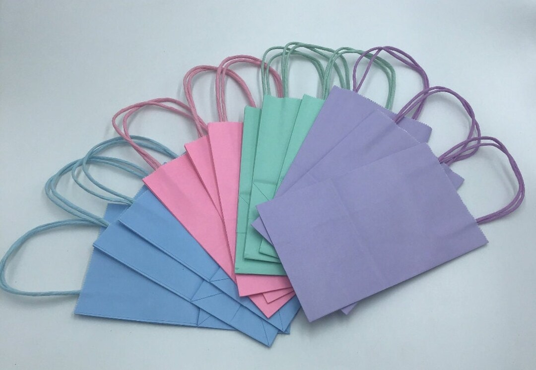 12 Pastel Color Kraft Bags , Goodie Bags, Gift Bags, Favor Bags, Candy ...
