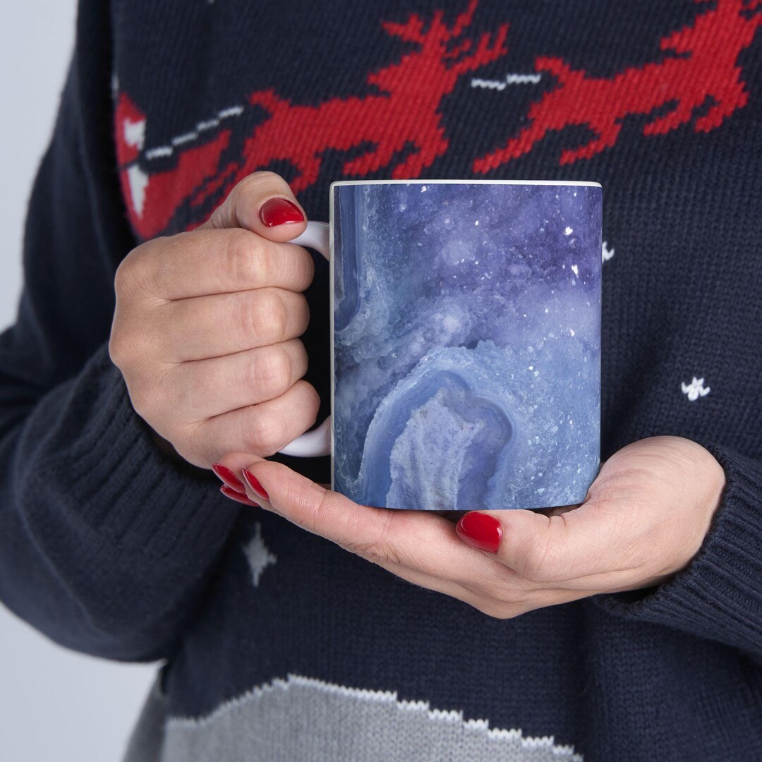 Lavender Blue Geode Mug, Blue Marble Coffee Mug, Coffee Cup, Gemstone ...