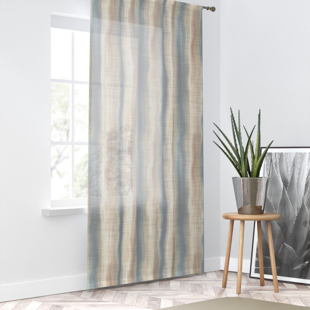 Striped Sheer Window Curtains for Coastal Living Style | Abstract ...
