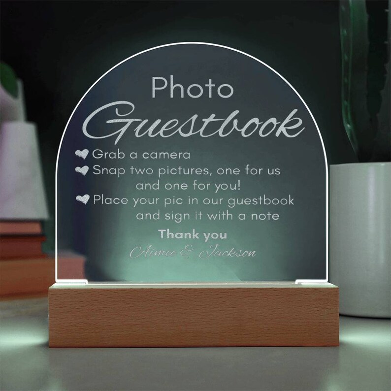 Polaroid Guest Book Sign Wedding Photo Guestbook Sign Personalized LED ...