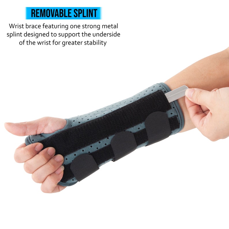 Wrist Support Brace With 3 Metal Splints & 3 Adjustable Straps ...