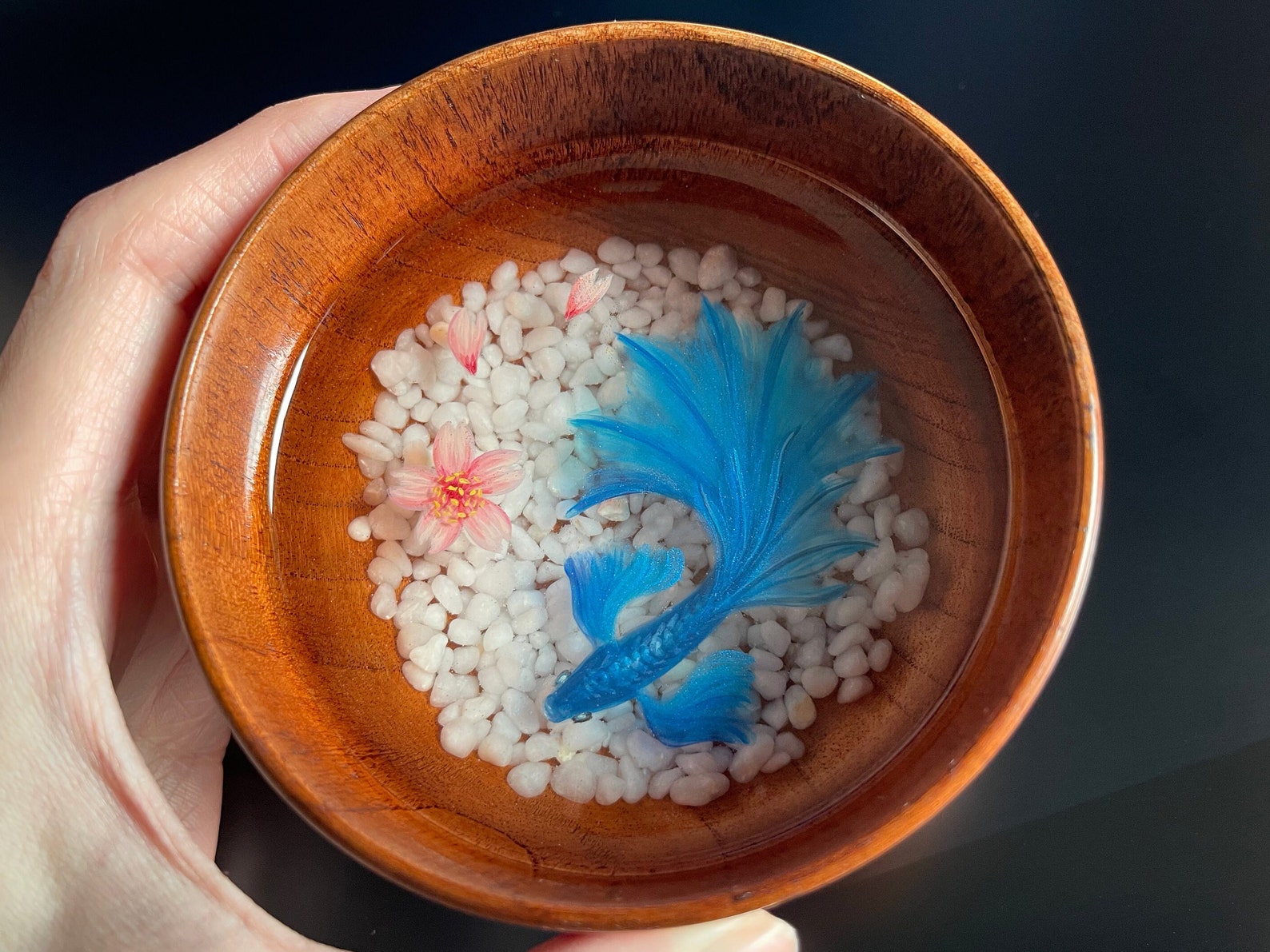 3D Betta Fish Painting Betta Fish in Resin Art Bowl Cherry - Etsy