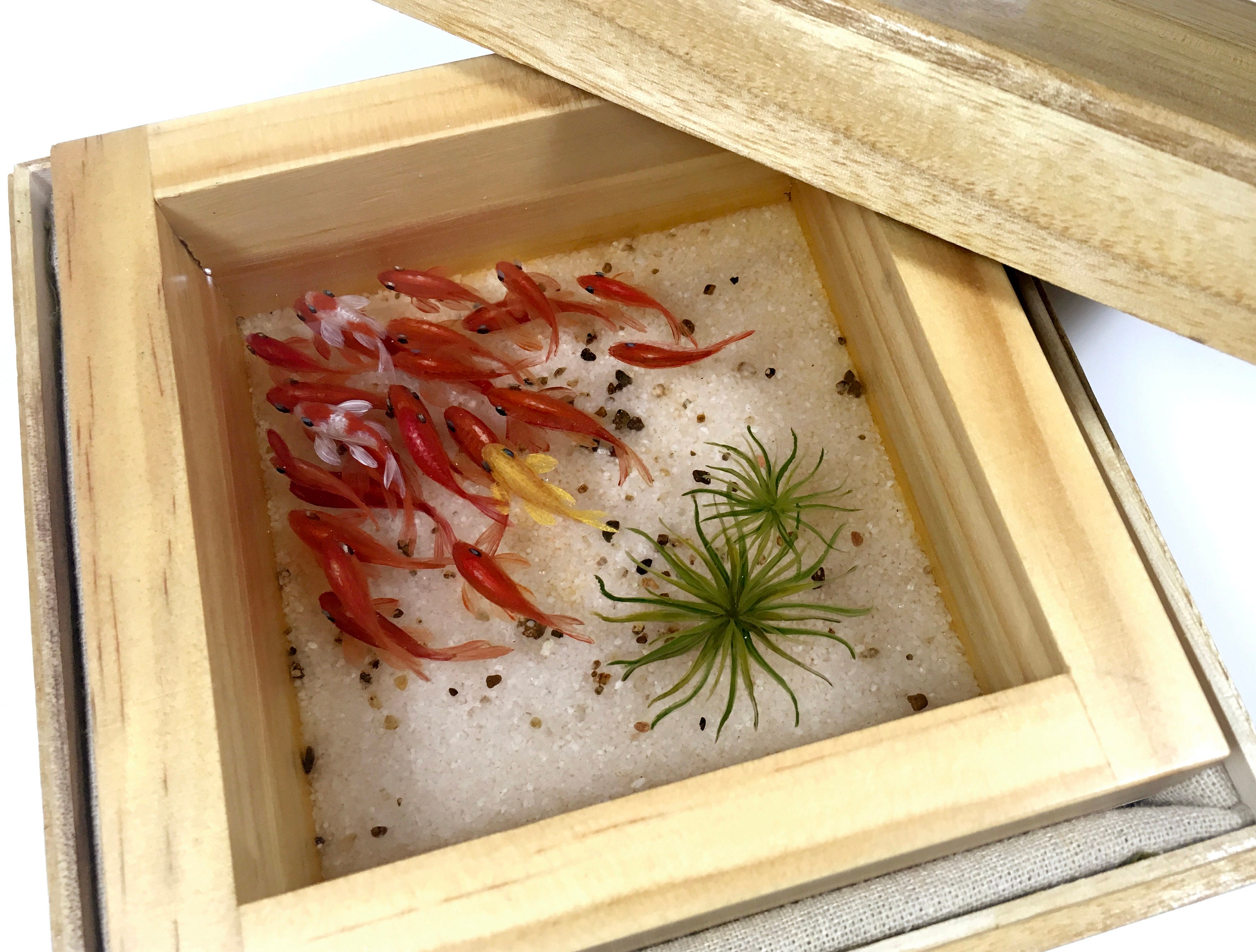 Wooden Box Group Fish Resin Painting Painting Artworkonly - Etsy