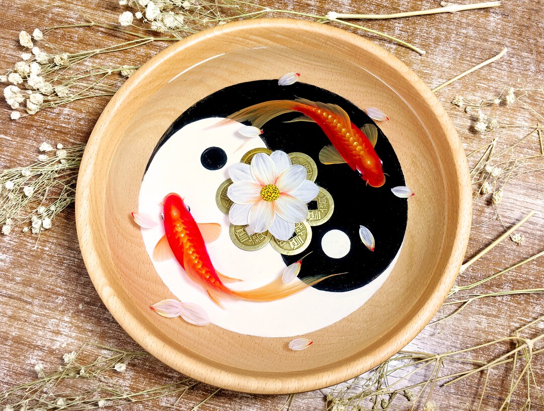 Yin Yang Fish Painting,tai Chi Fish,feng Shui Fish,3d Resin Painting ...