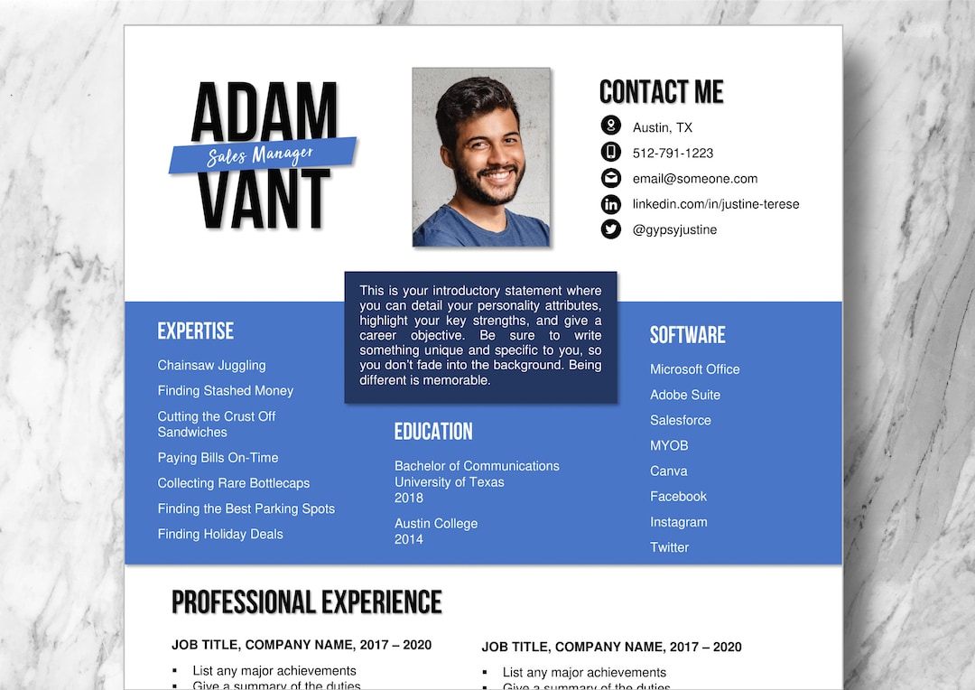 Designer Resume Template for Men Including Cover Letter in Microsoft ...