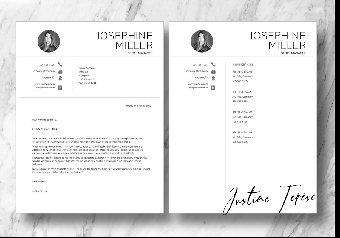 Greyscale Resume Template Package for Microsoft Word With CV, Cover ...