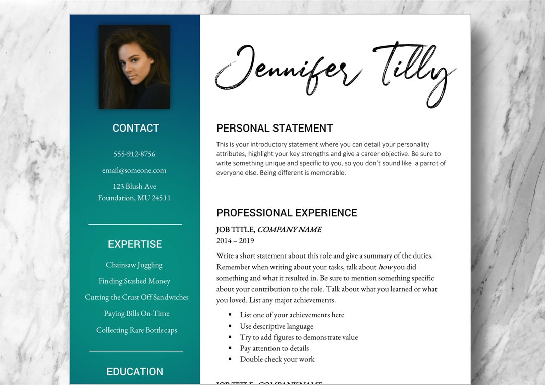 Gradient Bar Resume Template Package With CV, Cover Letter & References ...
