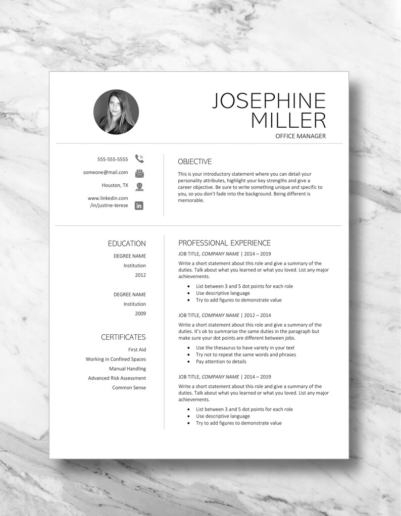 Greyscale Resume Template Package for Microsoft Word With CV, Cover ...
