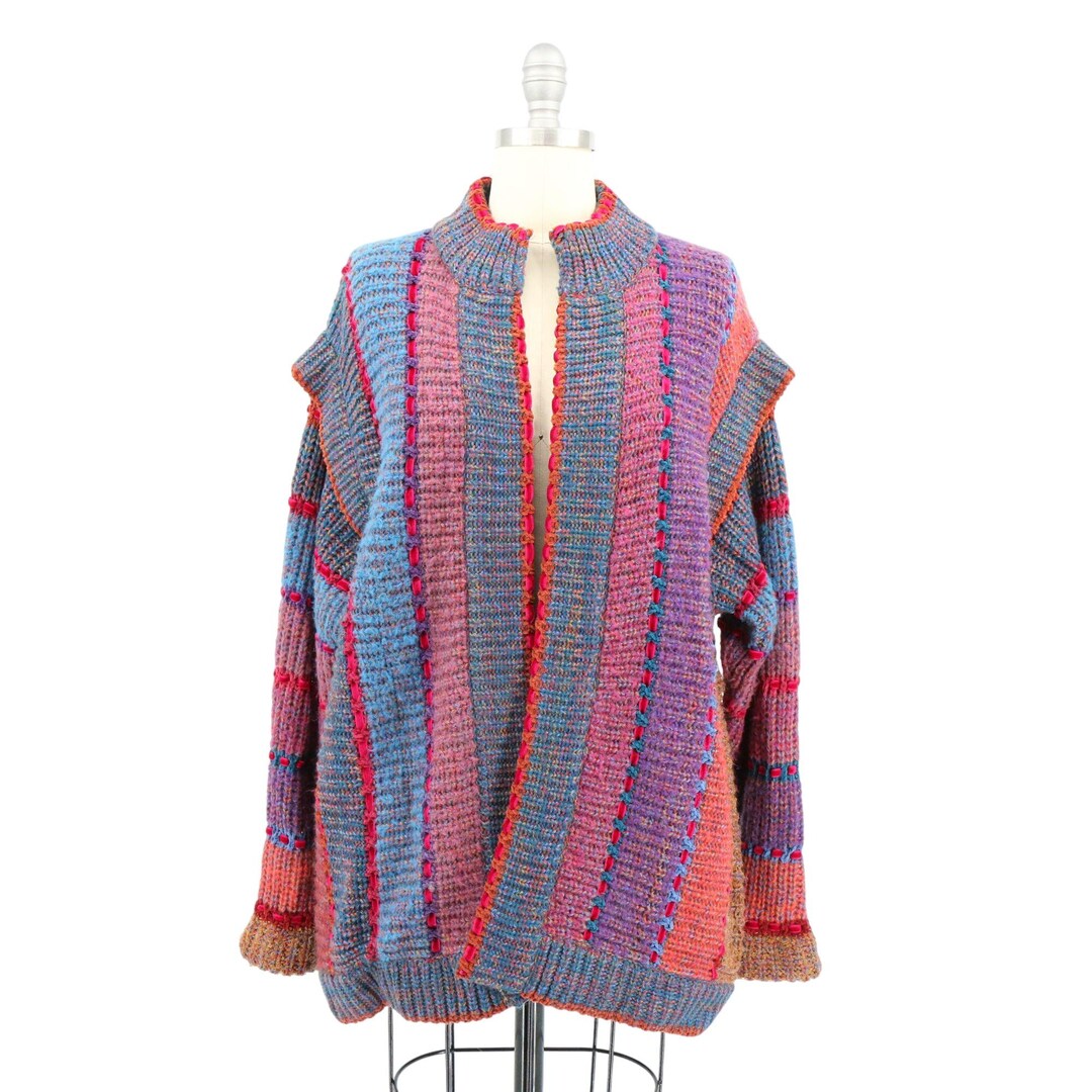 Vtg 20 ANS by Mariea Kim 80's Open Velvet Ribbon Woven Cardigan Sweater ...