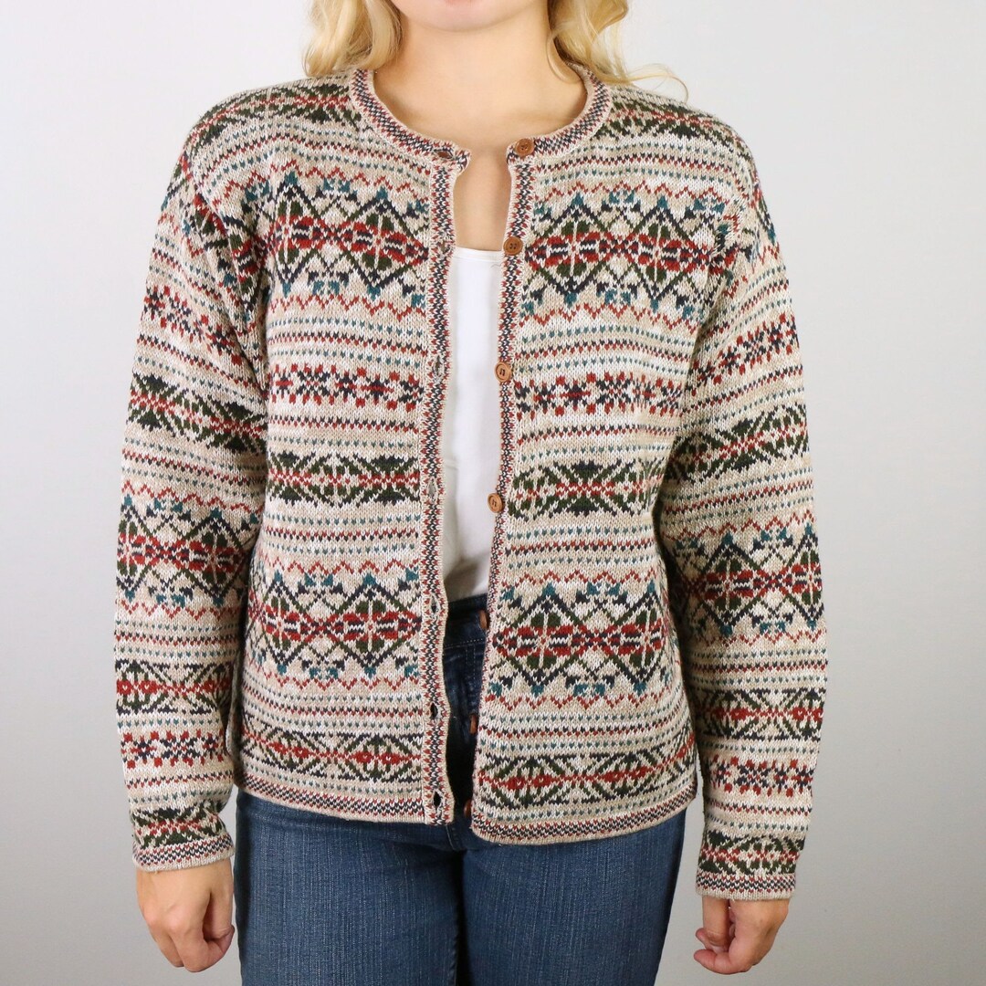 NWT Paul Harris Design PHD Fair Isle Ramie Cotton Cardigan Sweater L - Etsy