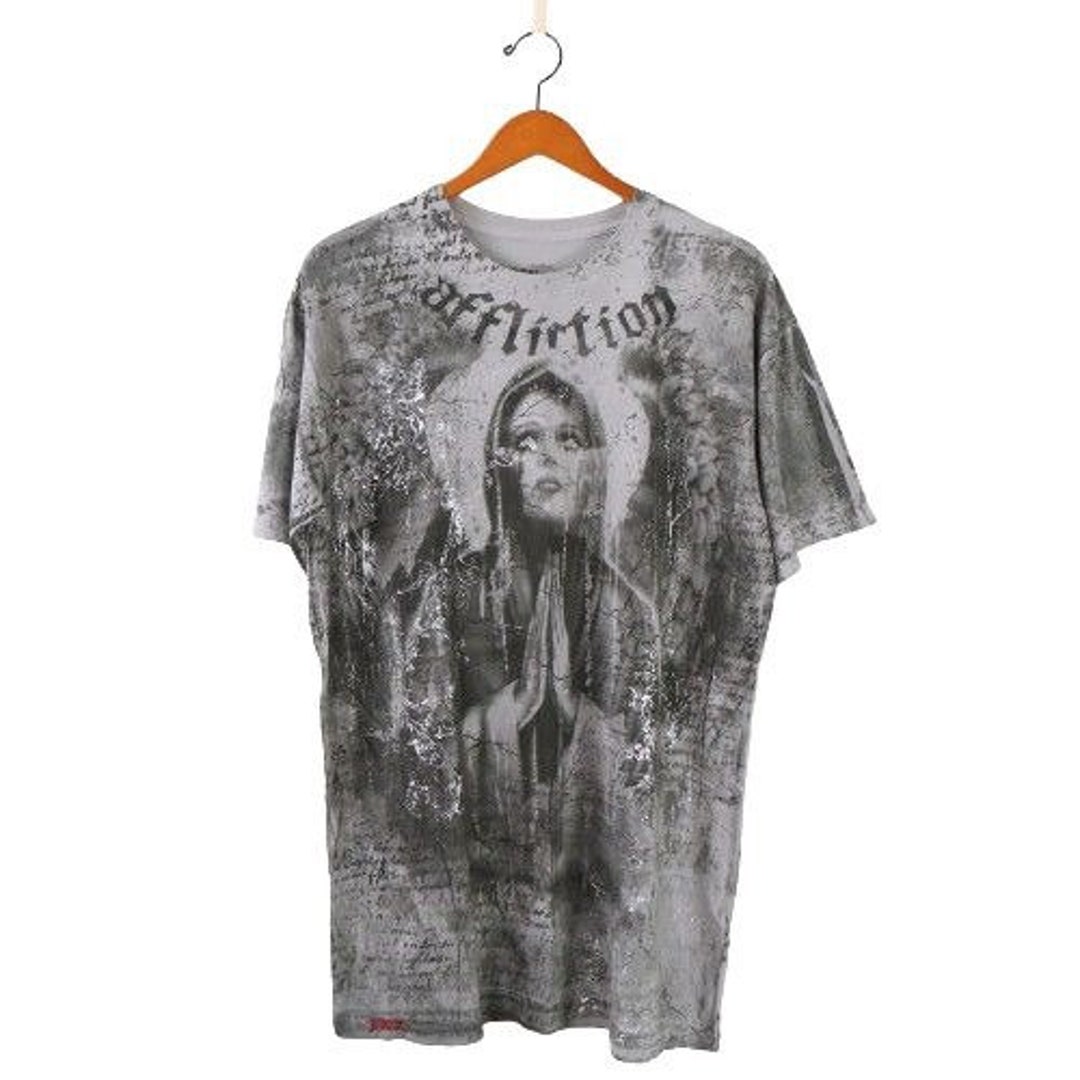 NWT Y2K Affliction Mourning Bamboo Tee Shirt Gray Black T-shirt L ...
