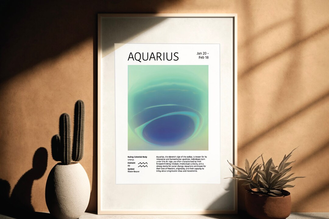 AQUARIUS Star Sign Printable Wall Art | Instant Download | Zodiac Print ...