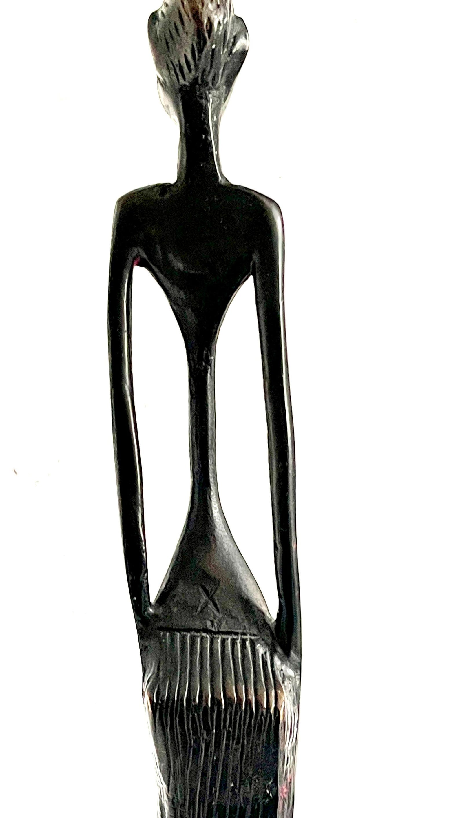 Bronze African Elongated Figure Statue Sculpture Tribesman Mid-century ...