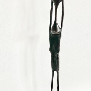 Bronze African Elongated Figure Statue Sculpture Tribesman Mid-century ...