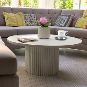 Round Coffee Table Round Fluted Table Black or White Round Coffee Table ...