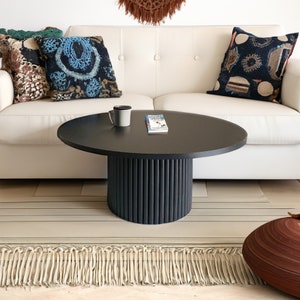 Round Coffee Table Round Fluted Table Black or White Round Coffee Table ...
