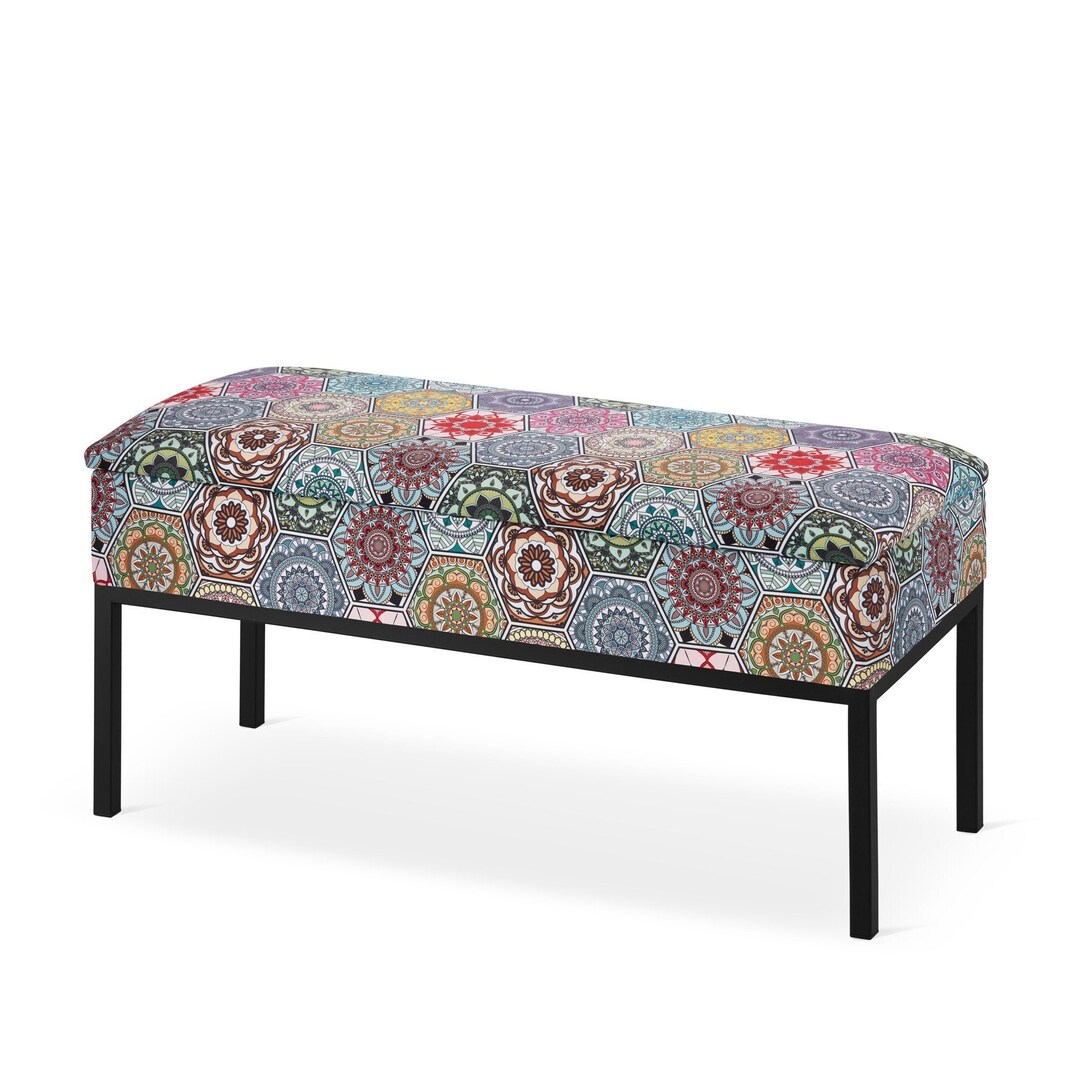 Trunk HANDMADE Bench With Storage Upholstered Chest Pouffe With Storage ...