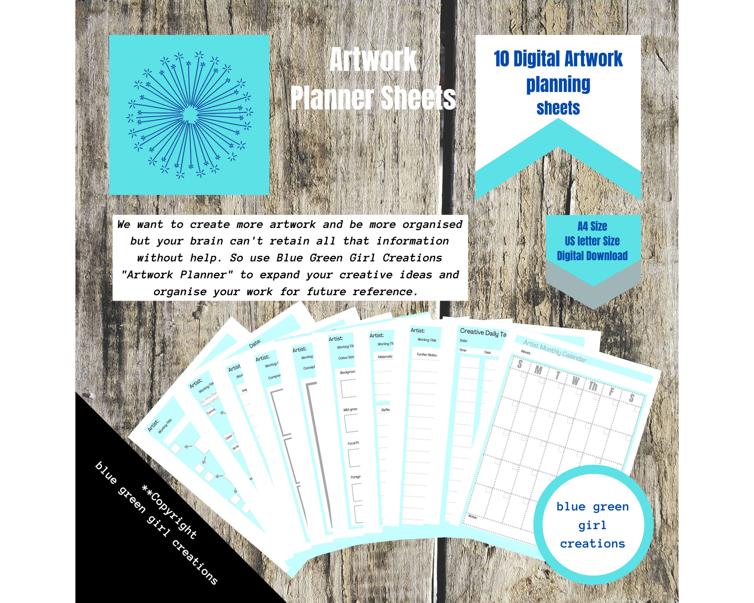 Creative Process Planner, Printable Planner Sheets, Art Project Planner ...