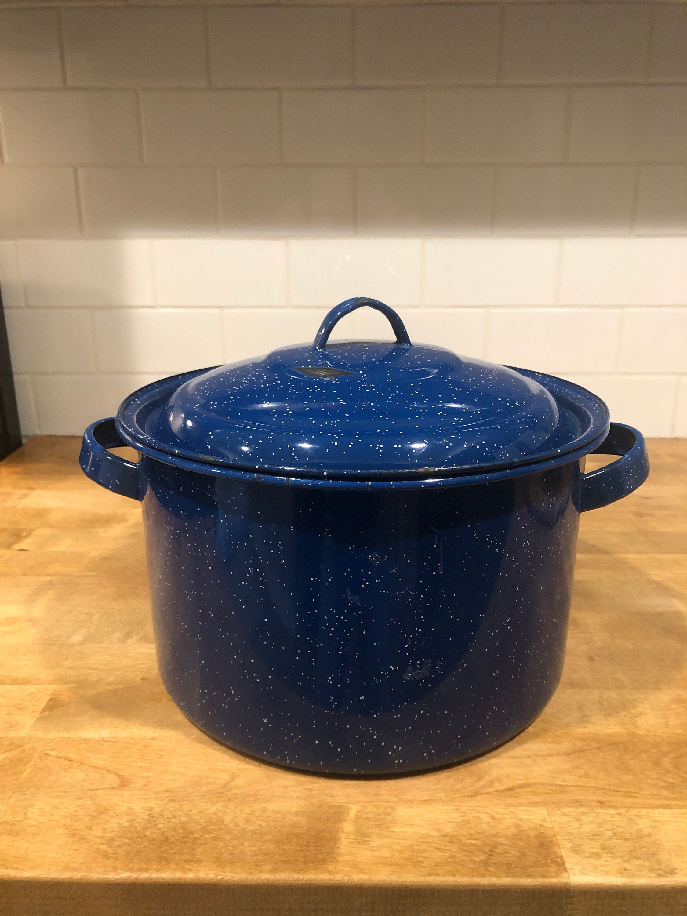 Vintage Blue Speckled Enamel Ware Stove Cooking Pot - Etsy