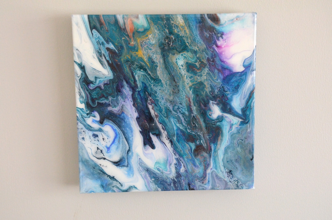 Abstract Acrylic Pour Painting. Original Acrylic Pour Painting on 12x12 ...