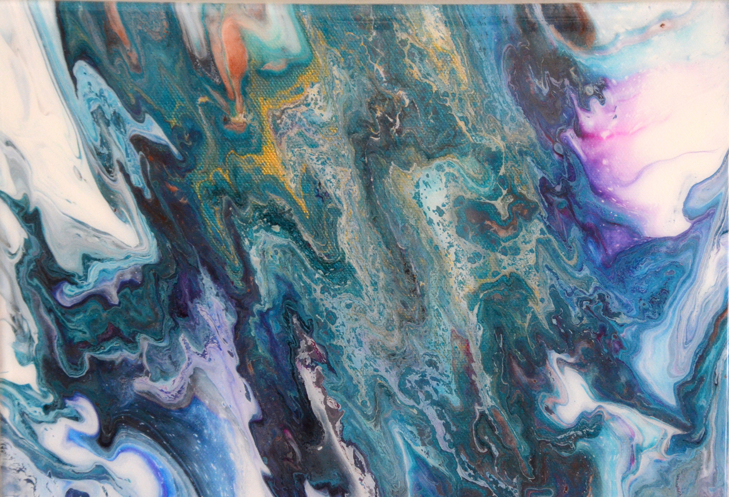 Abstract Acrylic Pour Painting. Original Acrylic Pour Painting on 12x12 ...