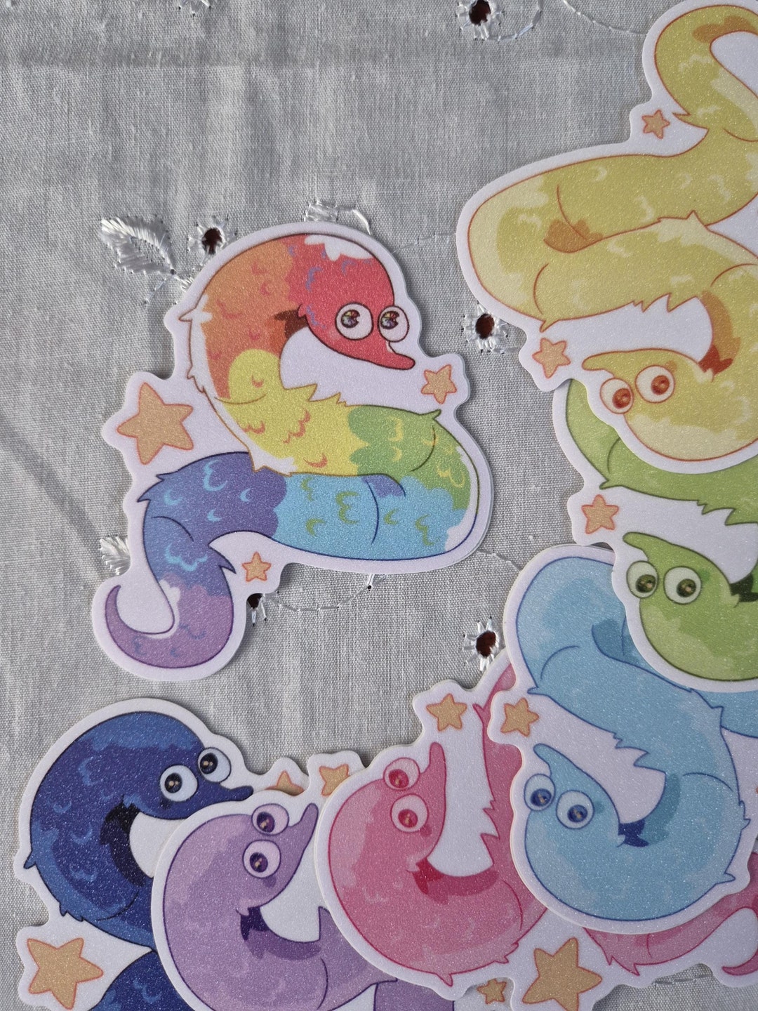 Worm on a String Stickers! Glitter Frosted Sand Stickers - Squirmles - Etsy