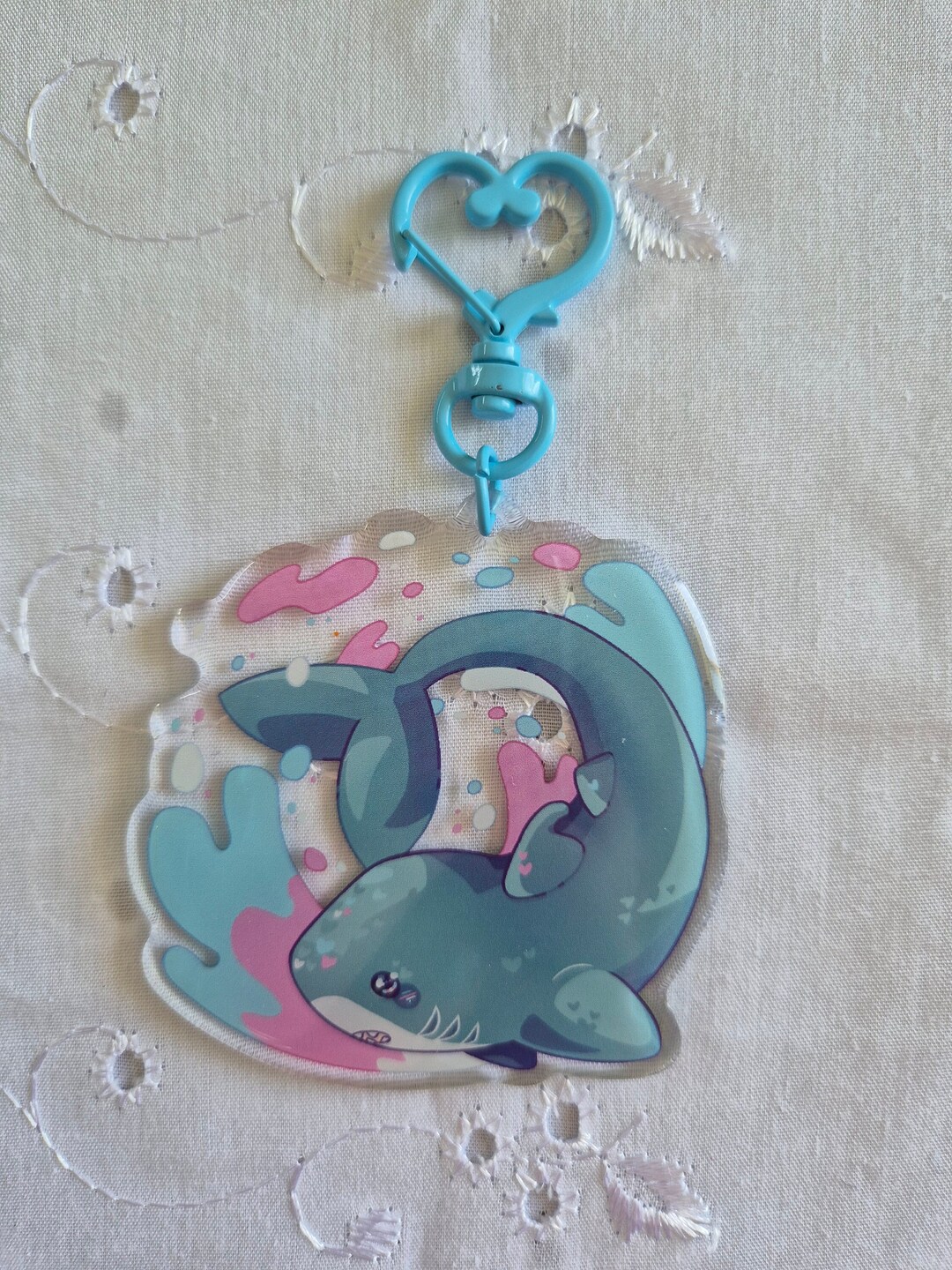 Blåhaj Keychain and Sticker! Holographic Heart - Etsy