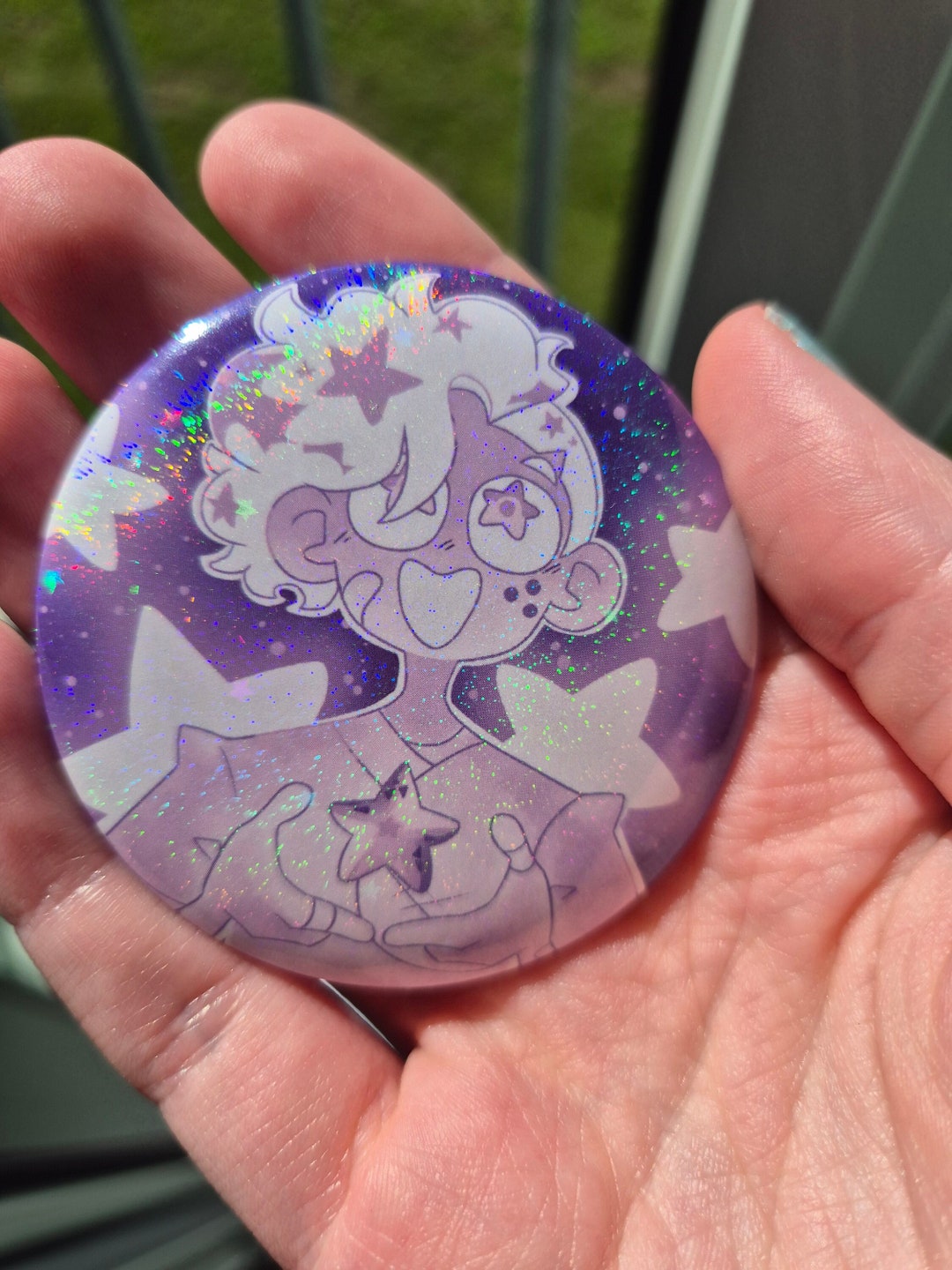 Purple Star Button! Orginal Character - Holographic - Etsy