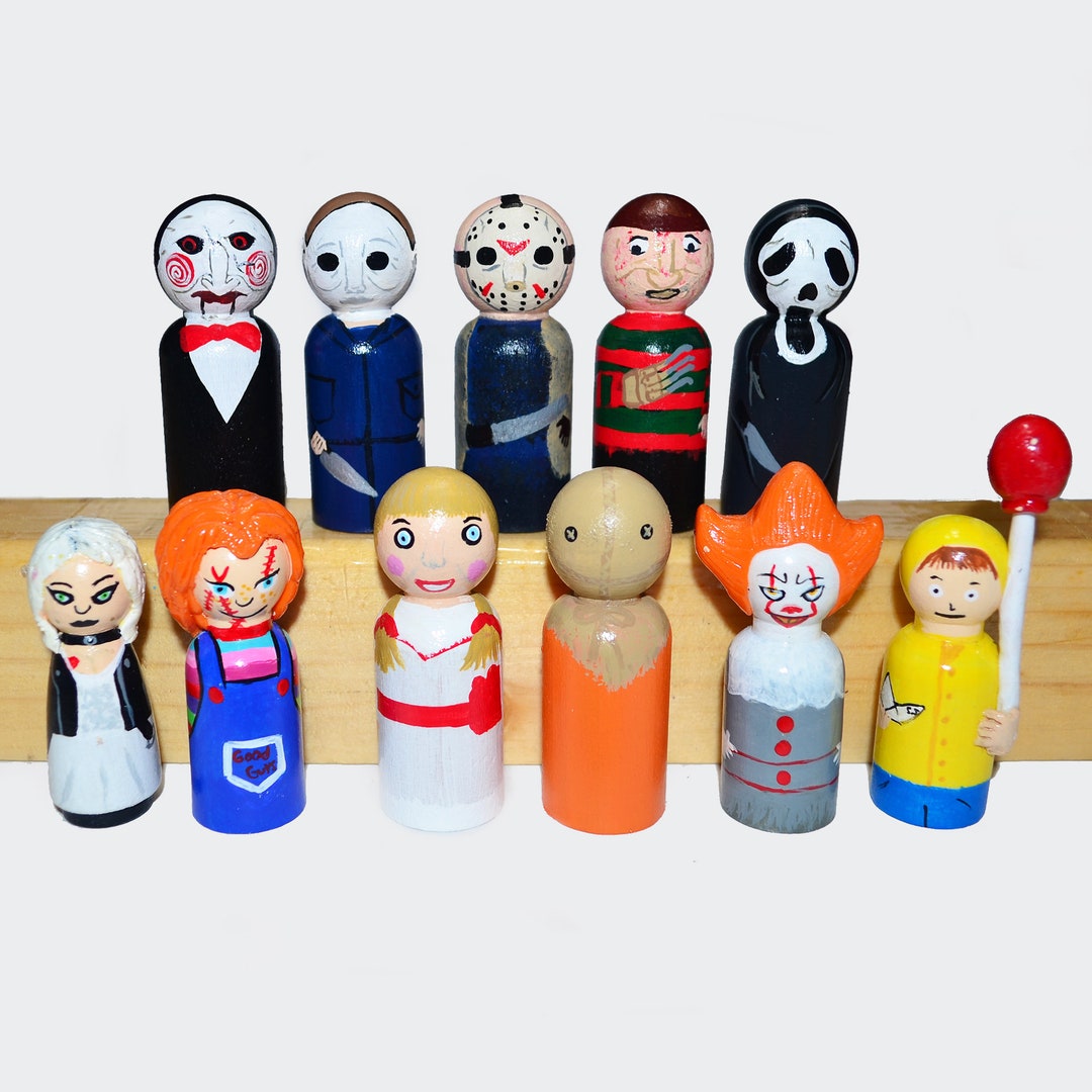 Horror Character Collection Peg Dolls' Hand Painted Wooden Peg Doll ...