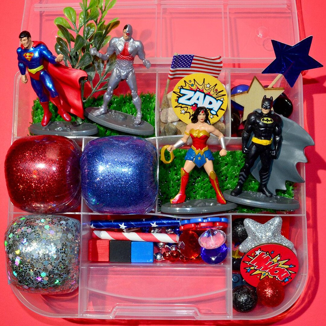 Homemade Playdough Kit Superhero, Sensory Bin, Montessori, Busy Box ...