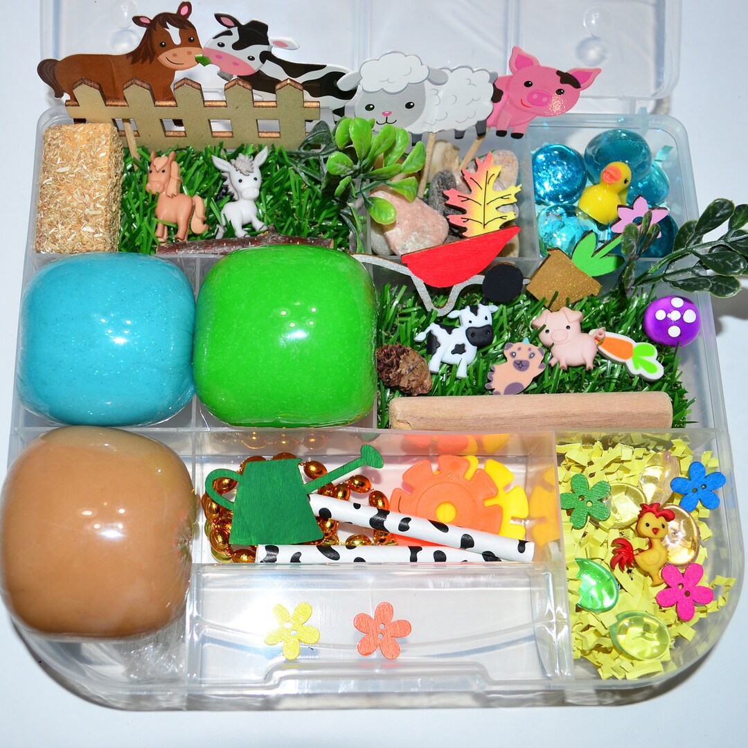 Little Mini Farm Sensory Playdough Kit, Sensory Bin, Montessori, Busy ...