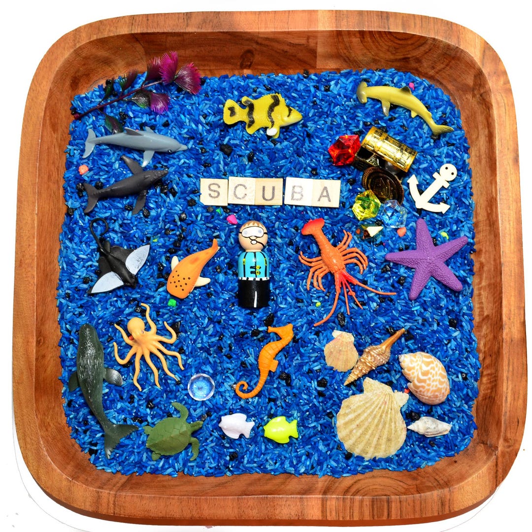 Scuba/ocean Sensory Bin Filler, Sensory Rice, Sensory Bin, Sensory Kit ...