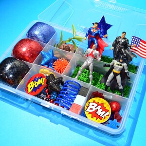 Homemade Playdough Kit Superhero, Sensory Bin, Montessori, Busy Box ...